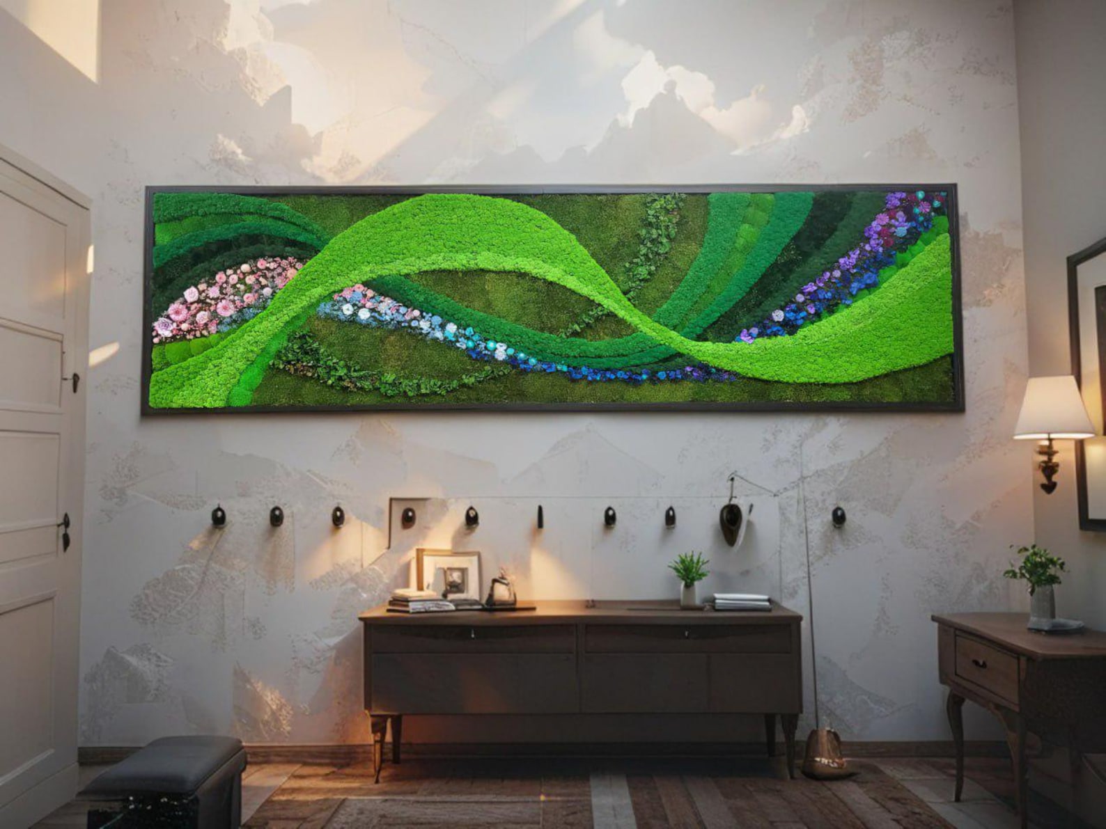 Wave Moss Art – Vibrant Wall Panel, Modern Green Decor, Textured Moss ...