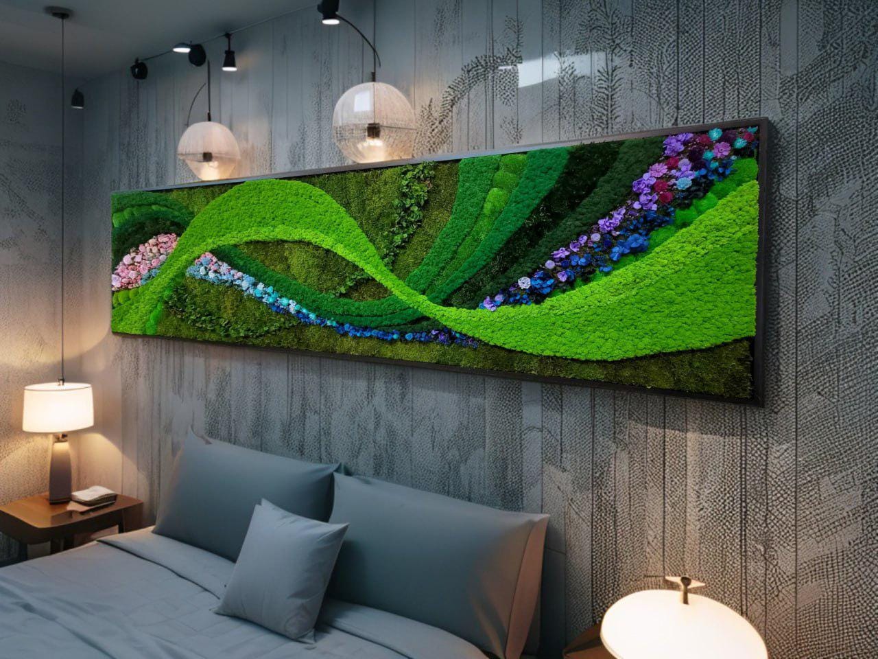 Wave Moss Art – Vibrant Wall Panel, Modern Green Decor, Textured Moss ...