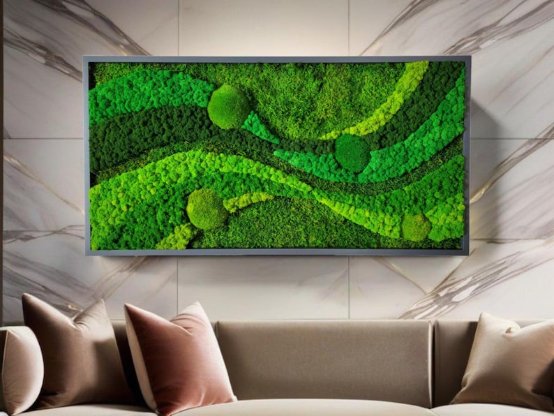 Handcrafted Preserved Moss Wall Art – Green Wall Décor, Framed Nature ...