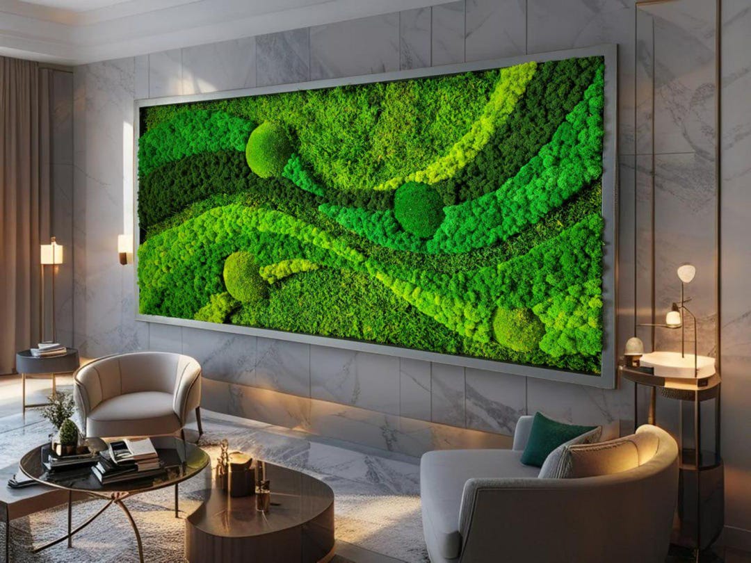 Handcrafted Preserved Moss Wall Art – Green Wall Décor, Framed Nature ...