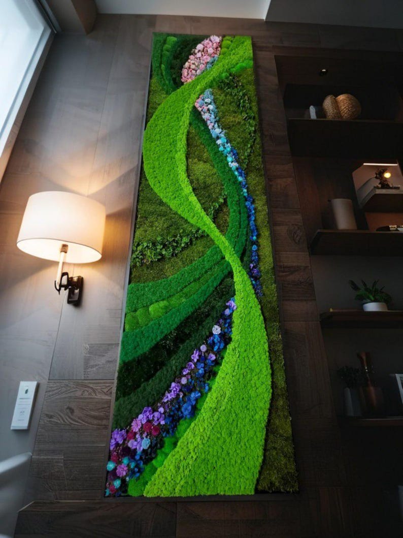 Wave Moss Art – Vibrant Wall Panel, Modern Green Decor, Textured Moss ...