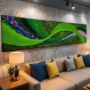 Wave Moss Art – Vibrant Wall Panel, Modern Green Decor, Textured Moss ...