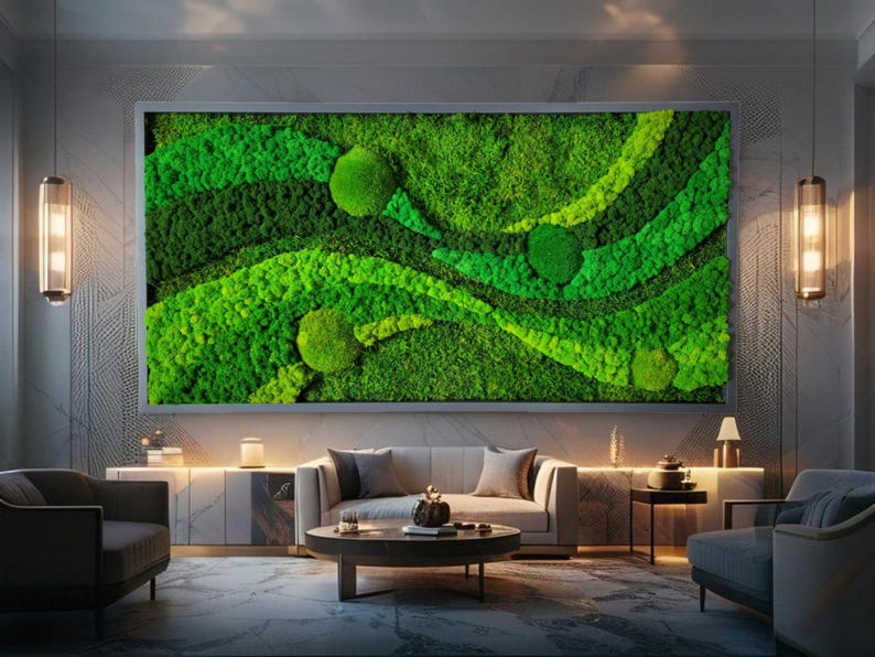 Handcrafted Preserved Moss Wall Art – Green Wall Décor, Framed Nature ...