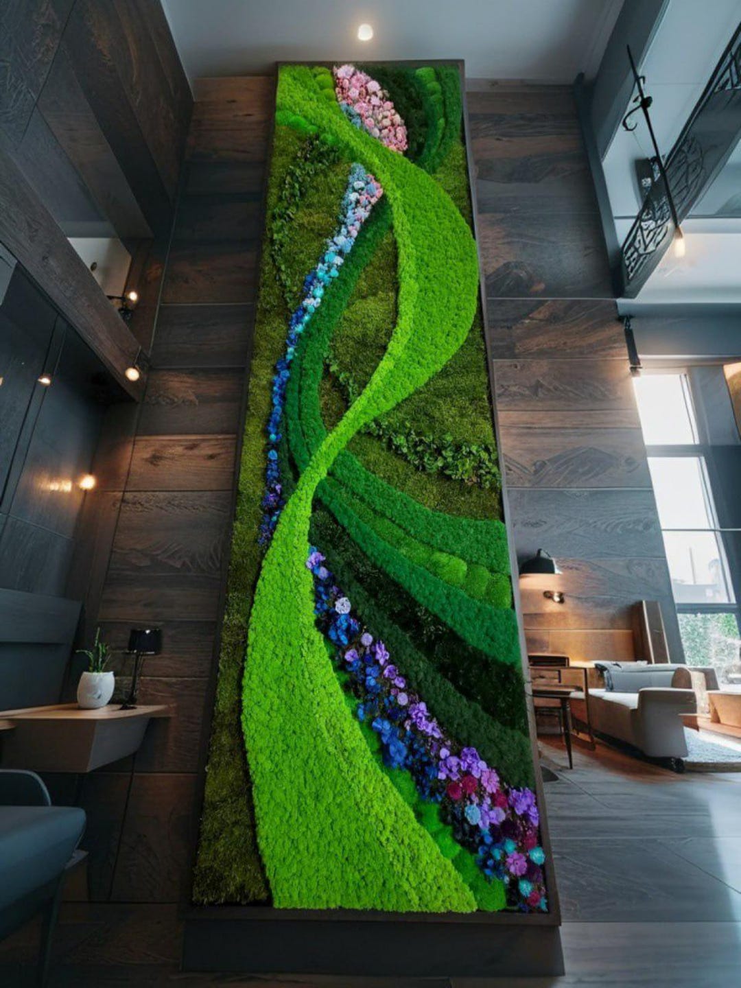 Wave Moss Art – Vibrant Wall Panel, Modern Green Decor, Textured Moss ...