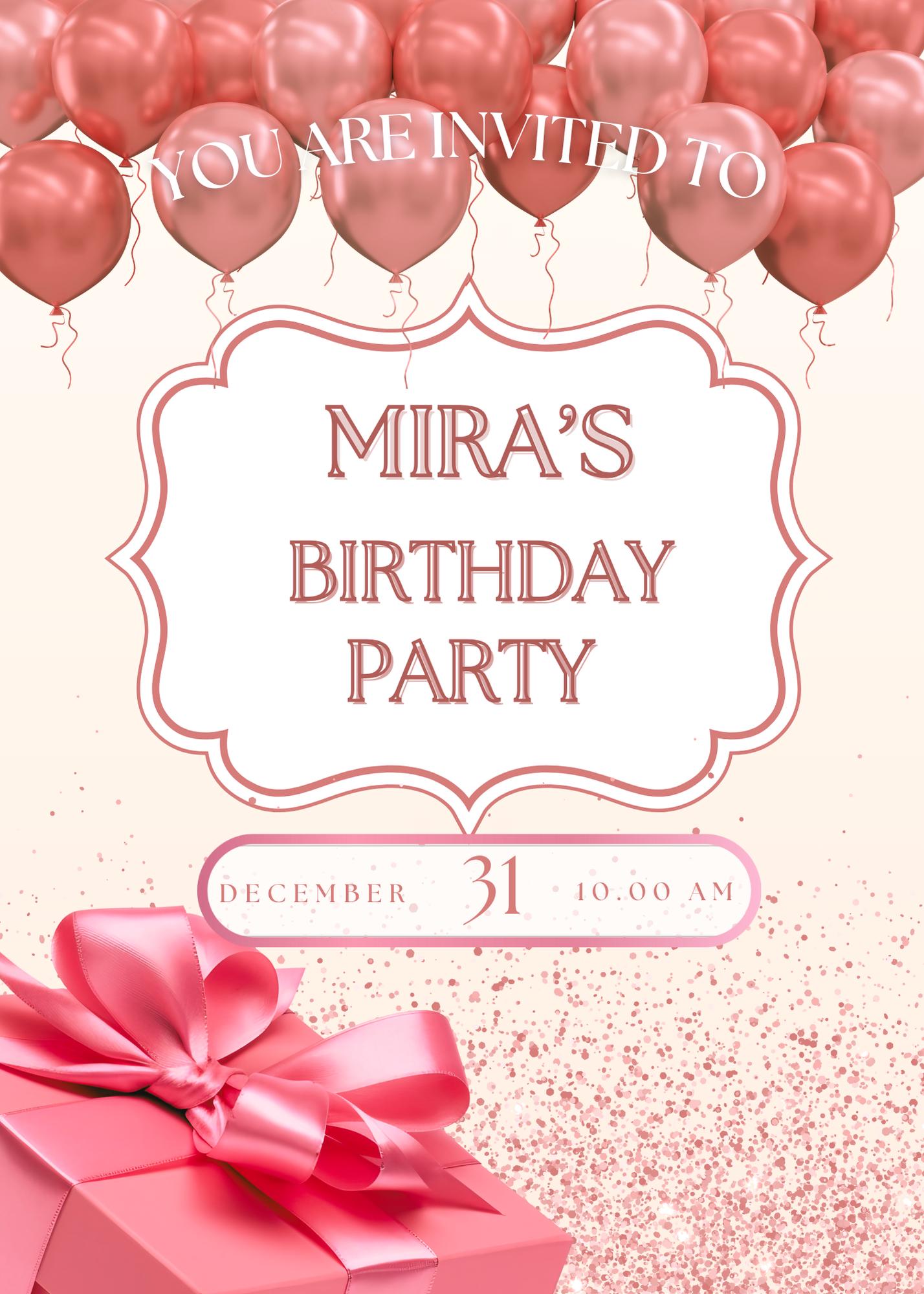 Pretty in Pink Birthday Invitation - Etsy