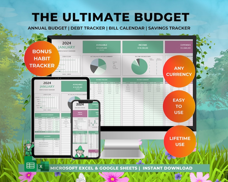 Simple Budget Planner for Google Sheets, Monthly Budget Spreadsheet ...