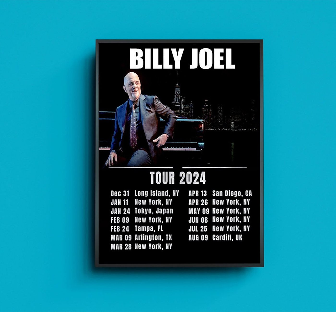 Billy Joel World Tour 2024 Poster, Billy Joel Poster, Vintage Poster ...