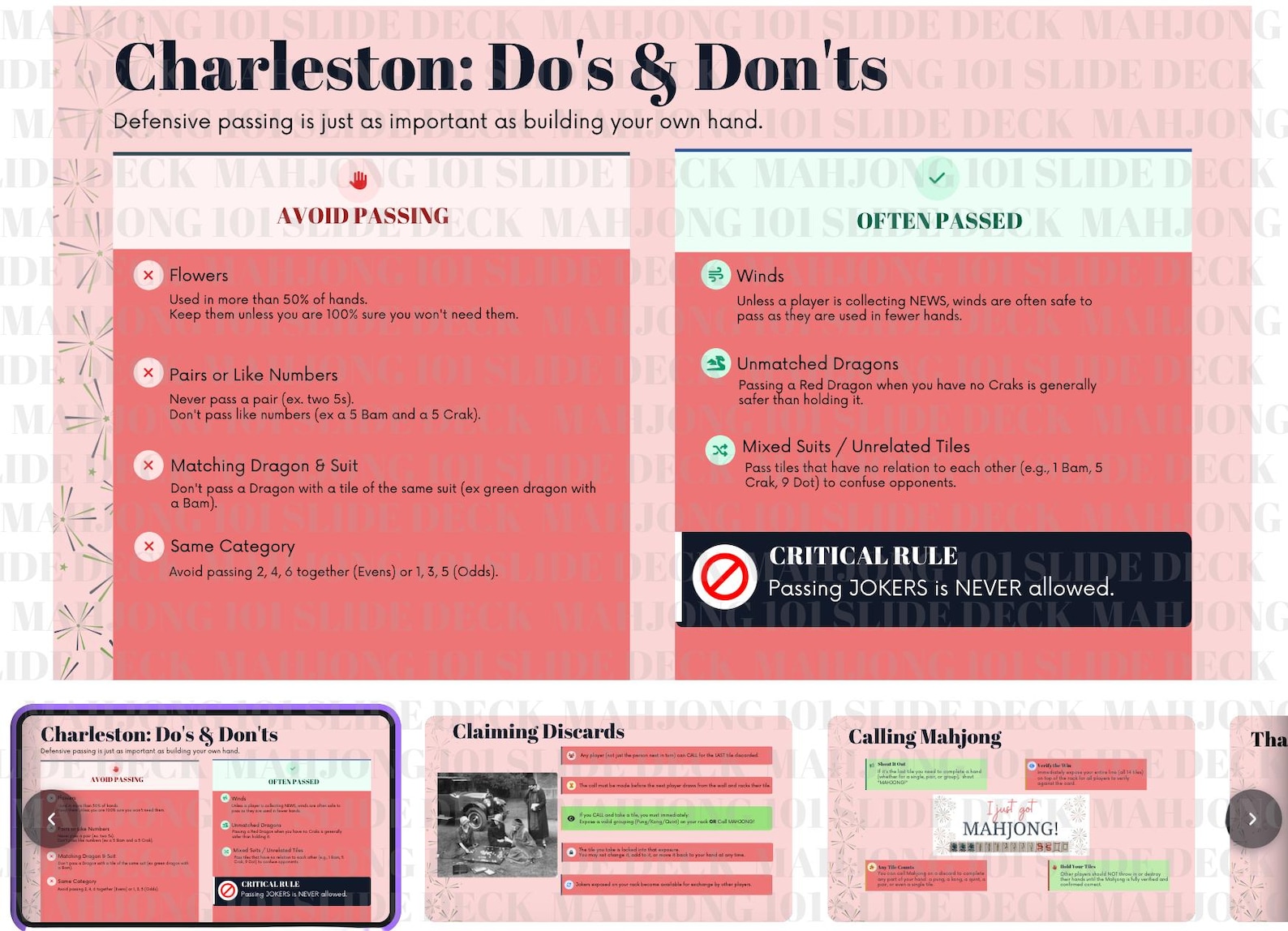 Mahjong 101 Slide Deck - Editable Canva Template for Instructors - Etsy