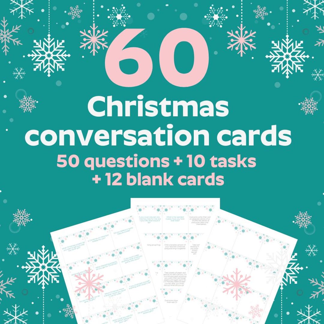 Christmas Conversation Starter Cards: 50 Fun Questions, 10 Tasks (PDF ...