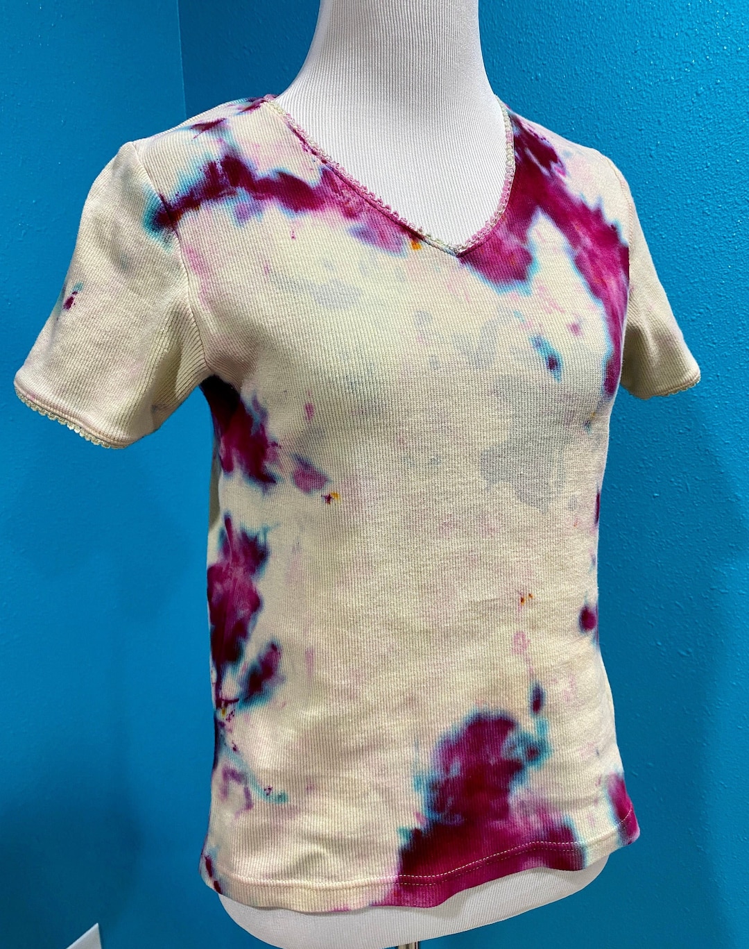 Muted Yellow Background With Purple and Blue Tie Dye Small Top! - Etsy