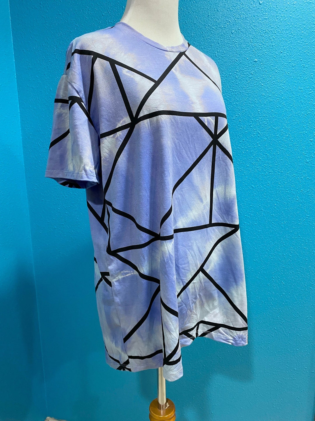 LuLaRoe S Hudson corbata teñida de negro forrado con azul y blanco ...