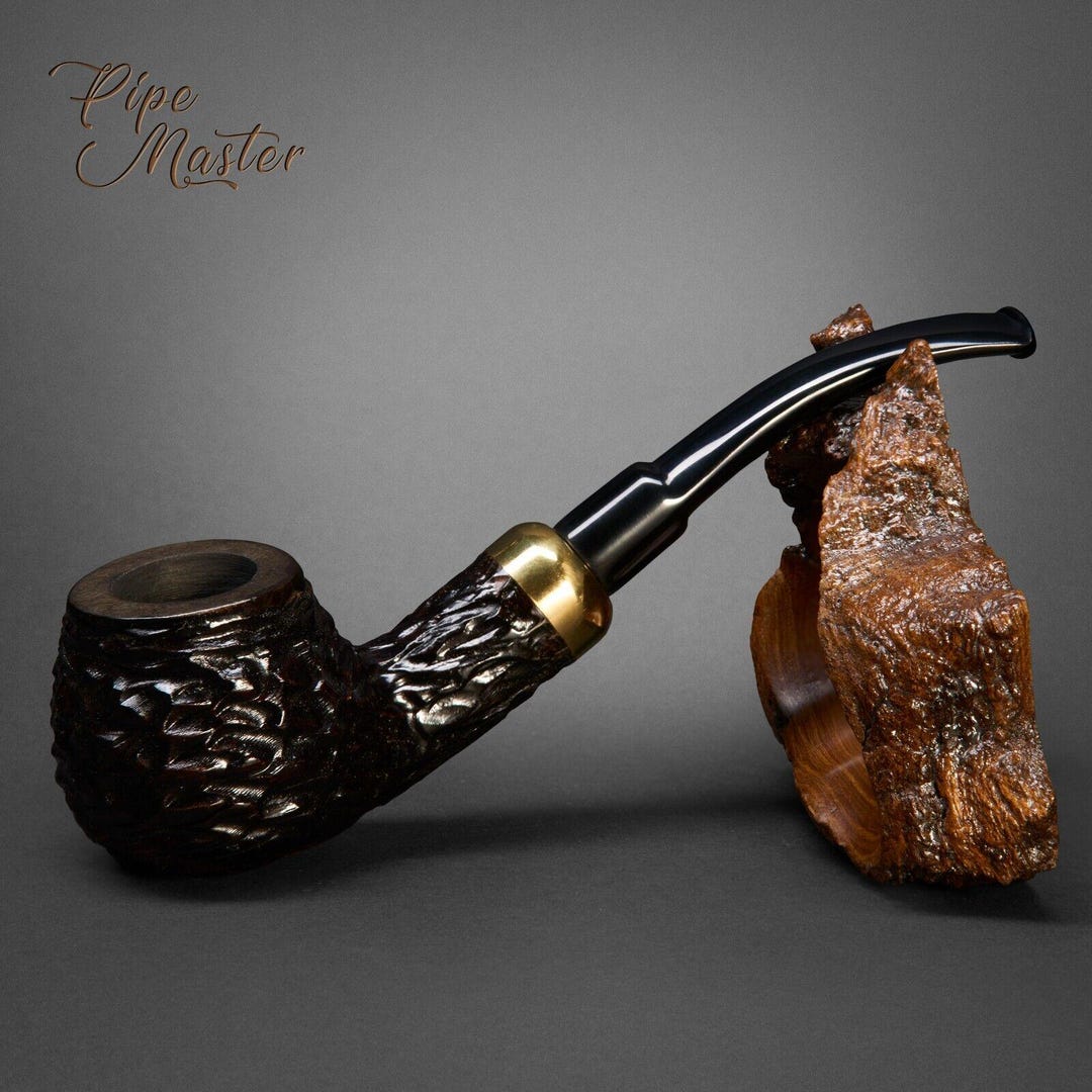 Mr. Brog Hand Made Wooden Tobacco Smoking Pipe 24 Bent Army Rustic Pear ...