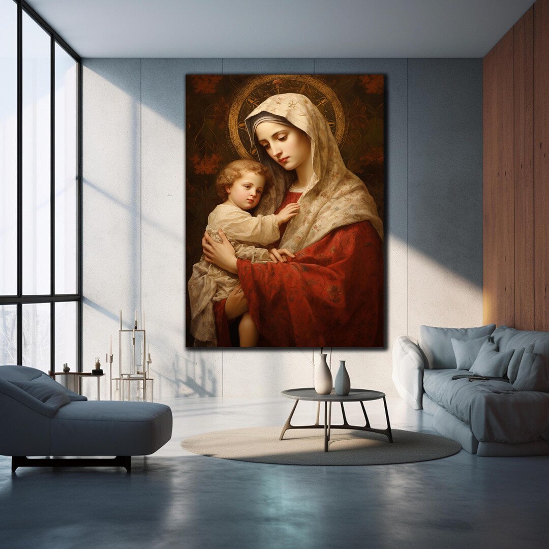 Virgin Mary Print, Tempered Glass Wall Art, Virgin Mary Charm, Wall ...