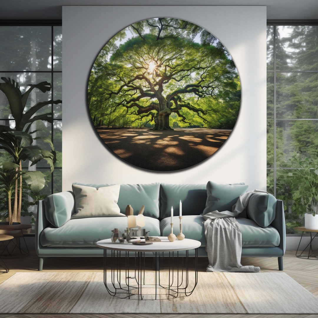Angel Oak Tree Wall Art, South Carolina Historic Oak Tree Round Wall ...