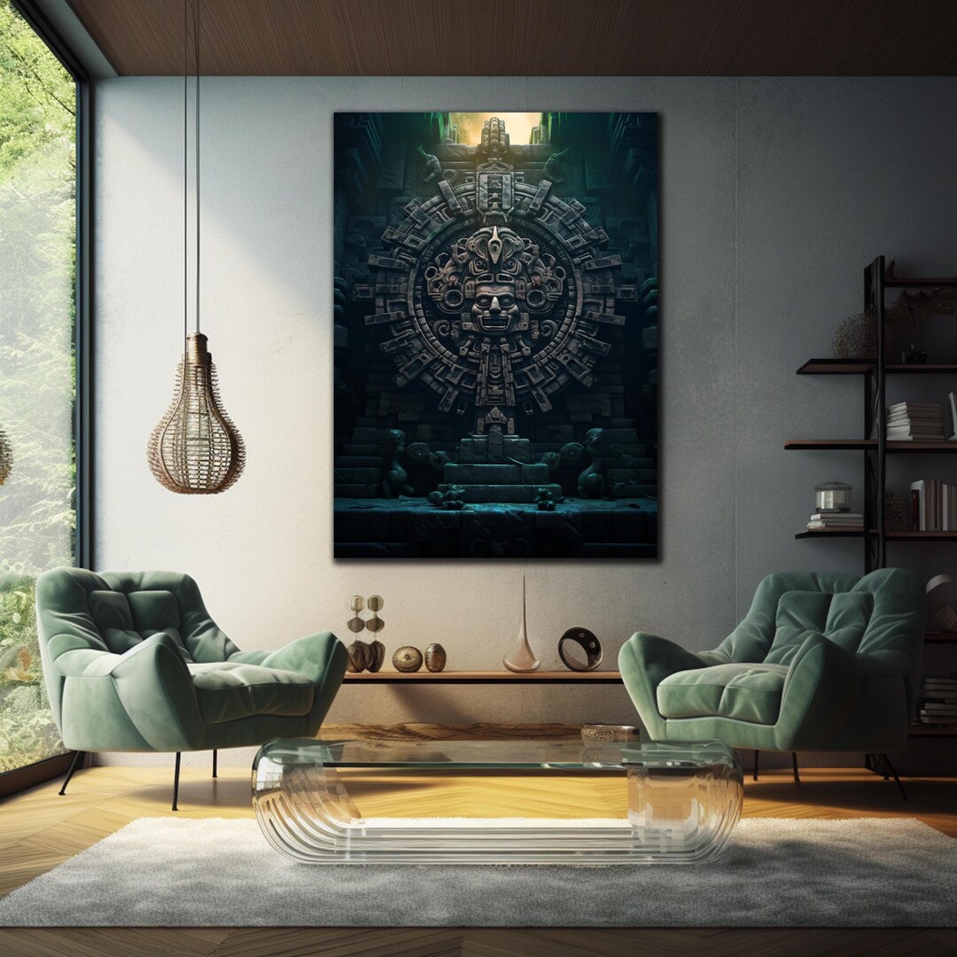 Aztec Goddess of Nature Aztec Wall Art, Mayan Wall Art, Tempered Glass ...