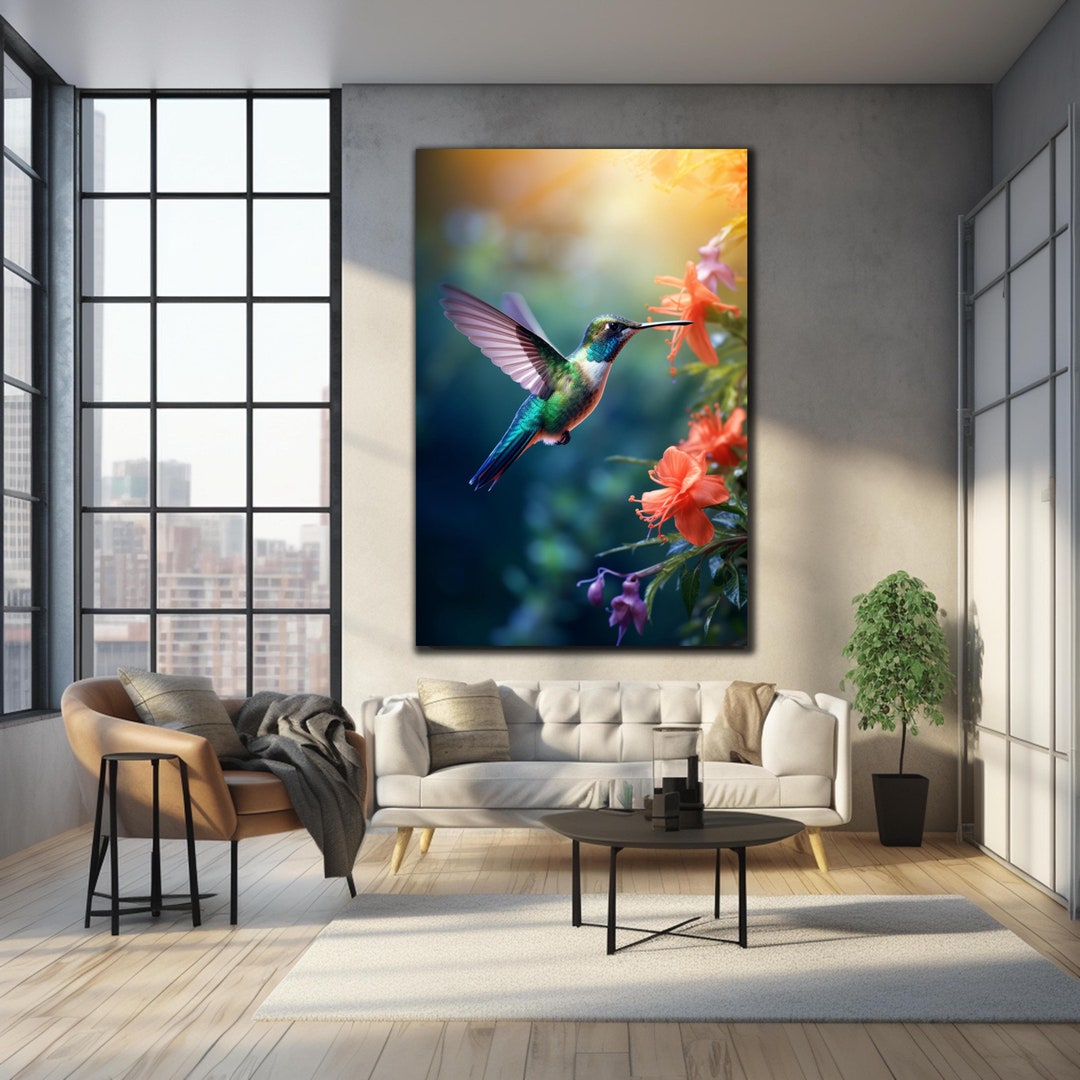 Hummingbird Wall Art, Glass Large Wall Art, Glass Printing, Humming ...