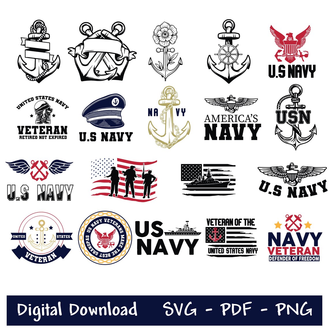 US Navy Svg Bundle, US Navy Chief Anchor Svg, USN Chief's Anchor Vector ...