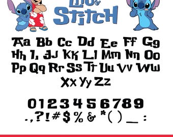 Lilo and Stitch Font Svg TTF Files, Lilo and Stitch Alphabet Letters and Numbers, Lilo and ...