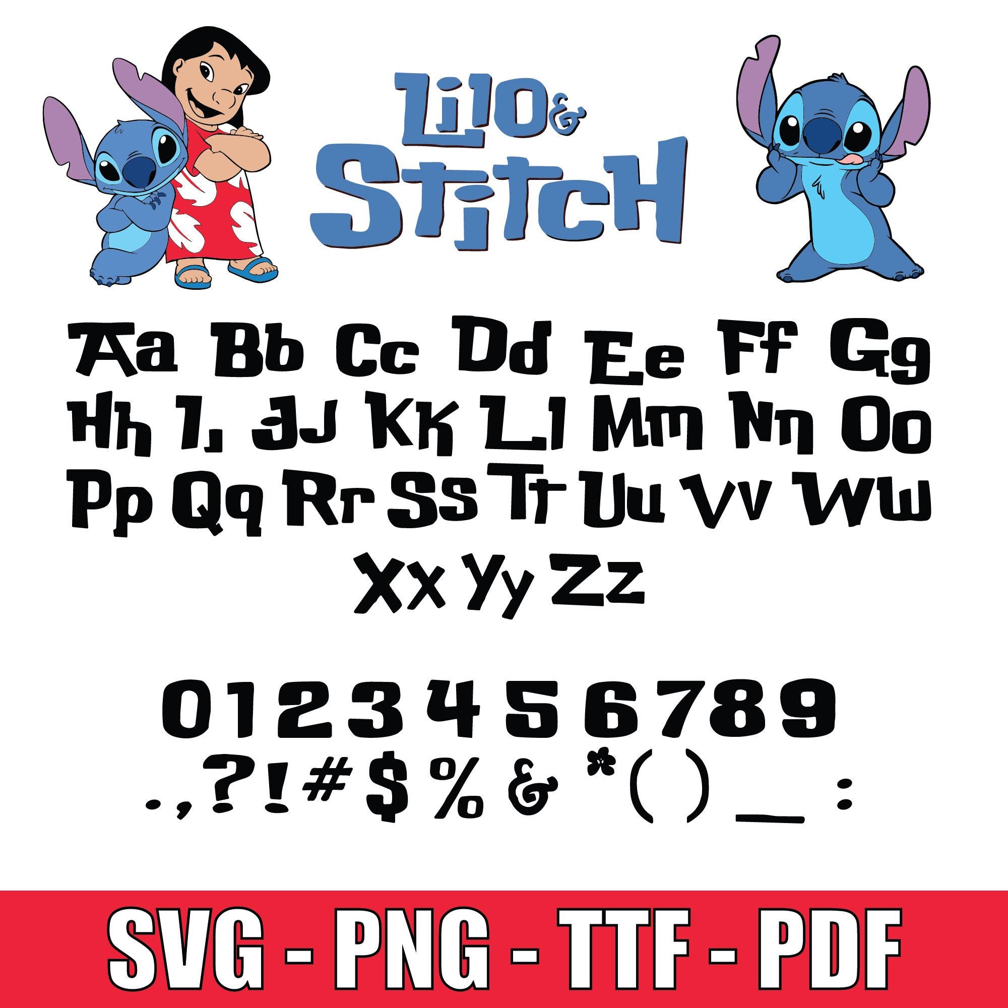 Lilo and Stitch Font Svg TTF Files, Lilo and Stitch Alphabet Letters and Numbers, Lilo and ...