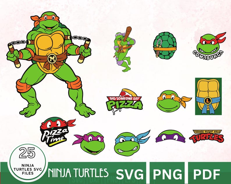 Ninja Turtles SVG PNG Clipart Bundle (digital Download) - Etsy