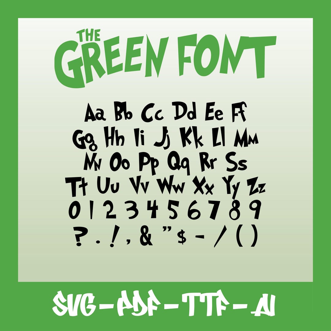 Green Font Svg , Green Character Font Svg, Christmas Font Pdf ...