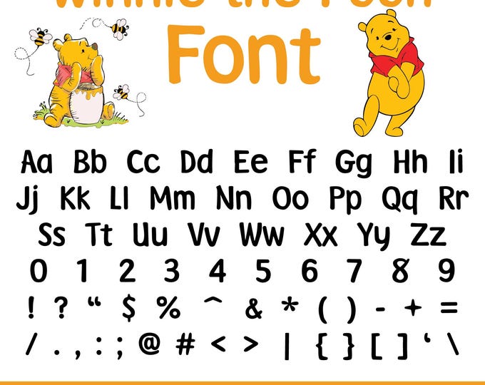 Winnie the Pooh Monogram Frame Svg and Font - Etsy Canada