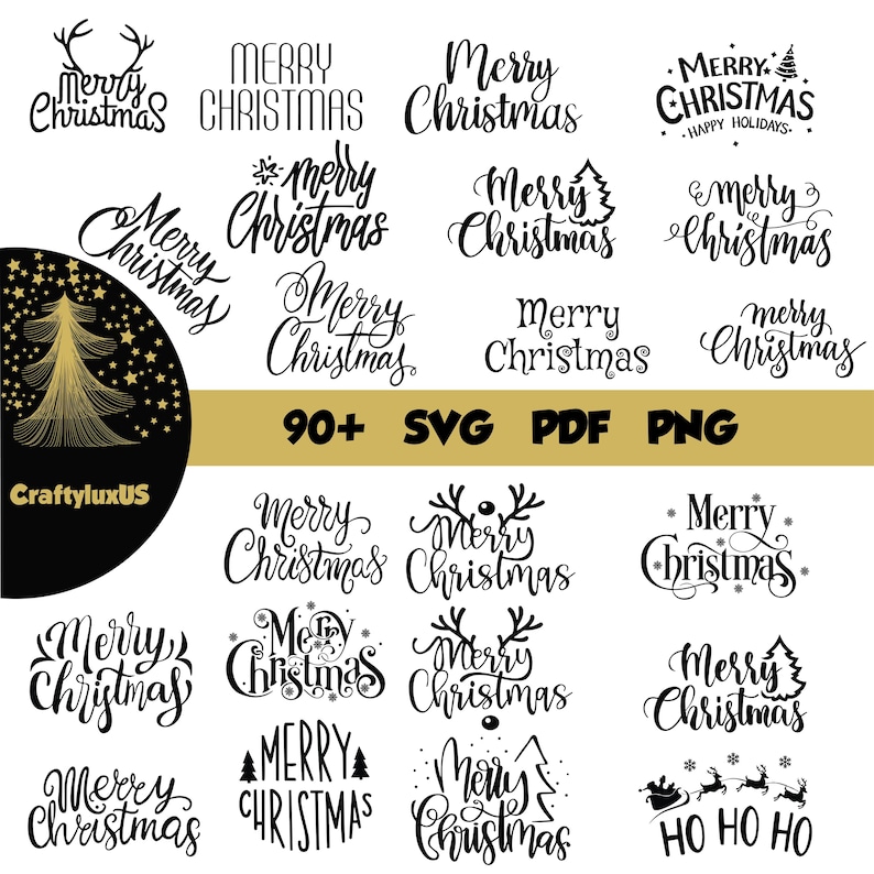 Merry Christmas Text SVG Bundle: Cricut Cut Files (digital Download) - Etsy