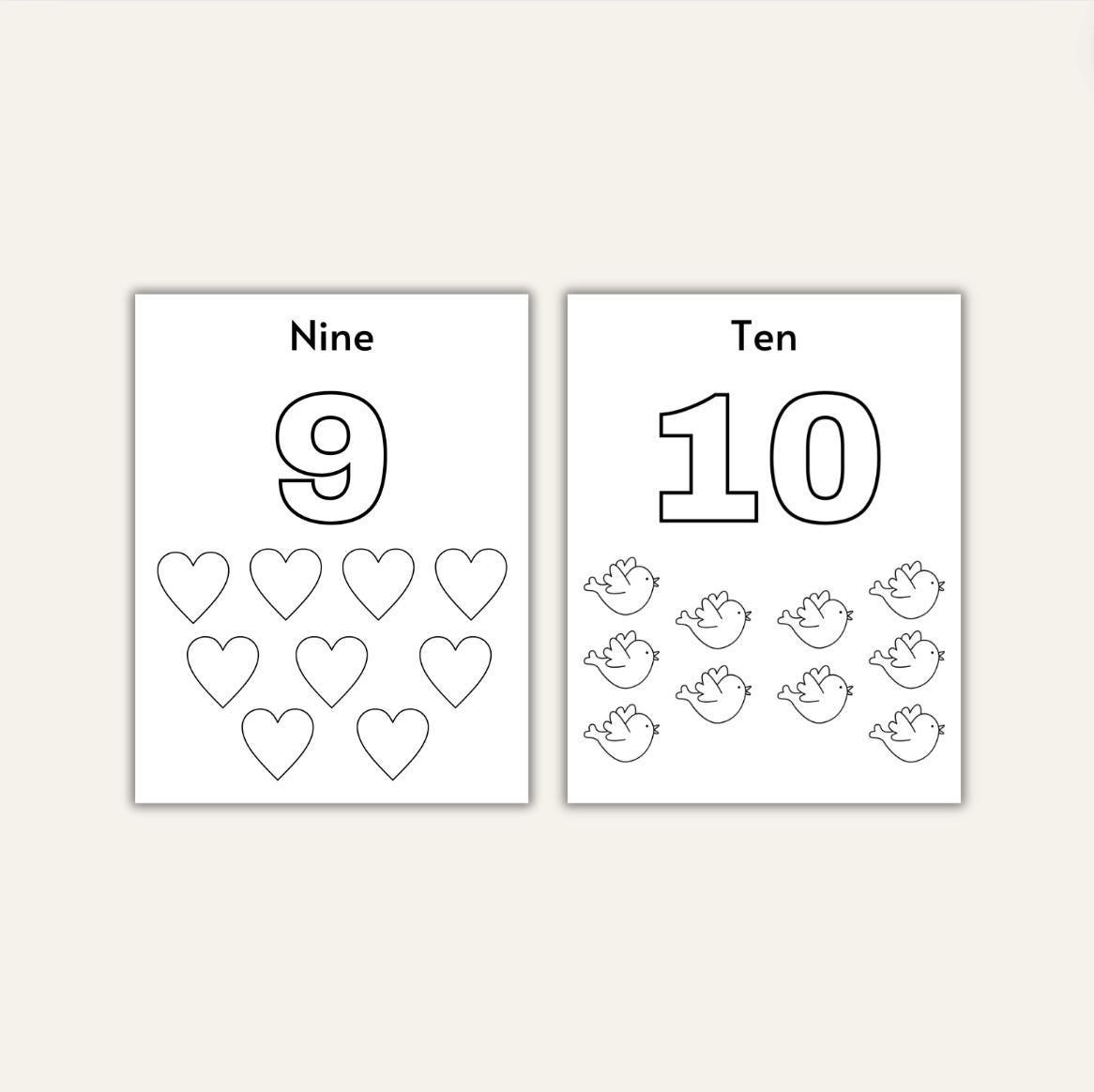 Toddler Numbers 1-10 Coloring Pages - Etsy