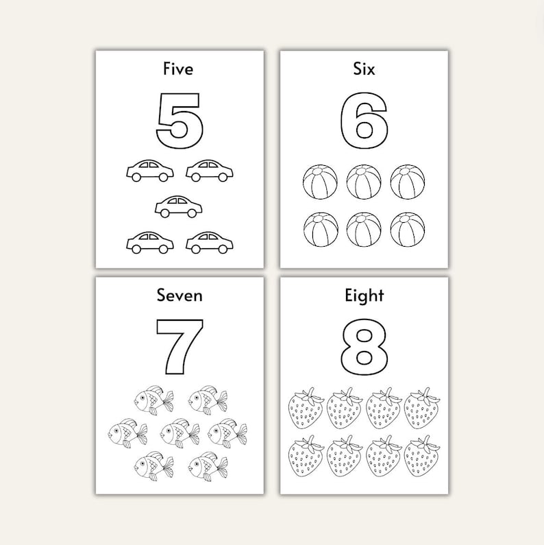Toddler Numbers 1-10 Coloring Pages - Etsy