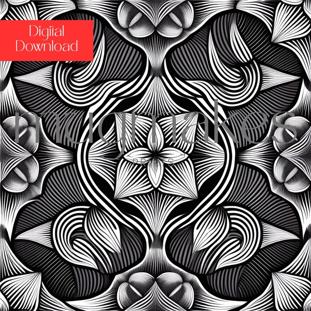 Zen Doodle Illusion Fun Wallpaper DIY Reusable Digital Download ...