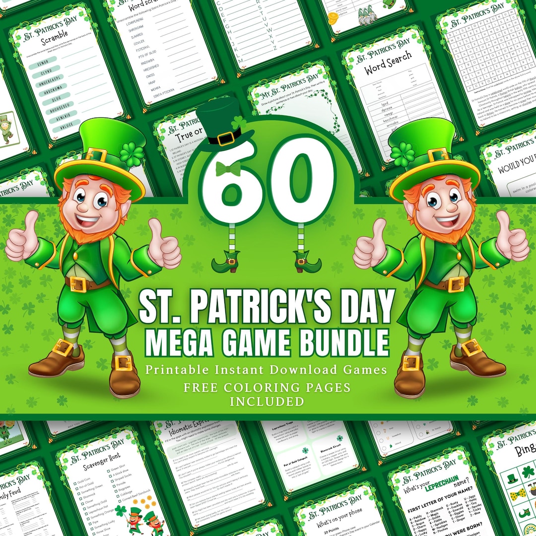 St. Patrick's Day Games Bundle | 60+ Printable Games for Kids & Adults ...