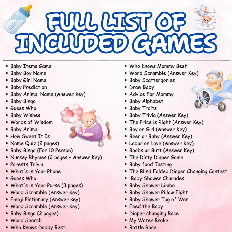 Baby Shower Games Bundle | Printable Baby Shower Activities & Games ...