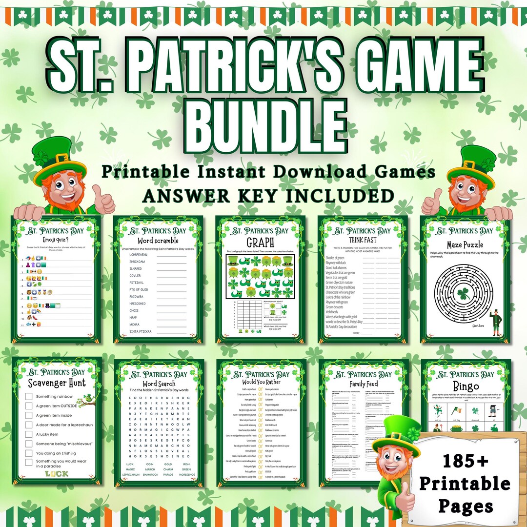 St. Patrick's Day 60+ Game MEGA BUNDLE, Fun St. Patrick's Day Party ...