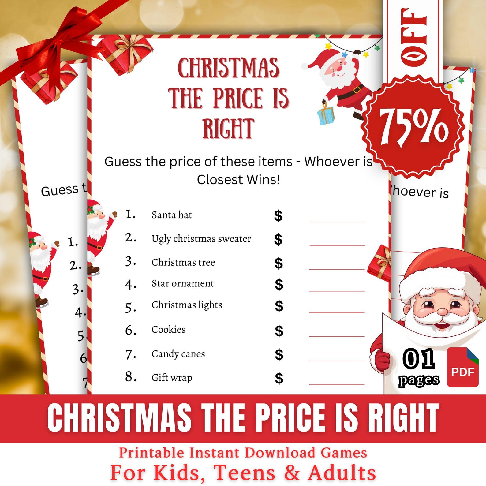 Christmas the Price is Right Game, Christmas Printable Holiday Party ...