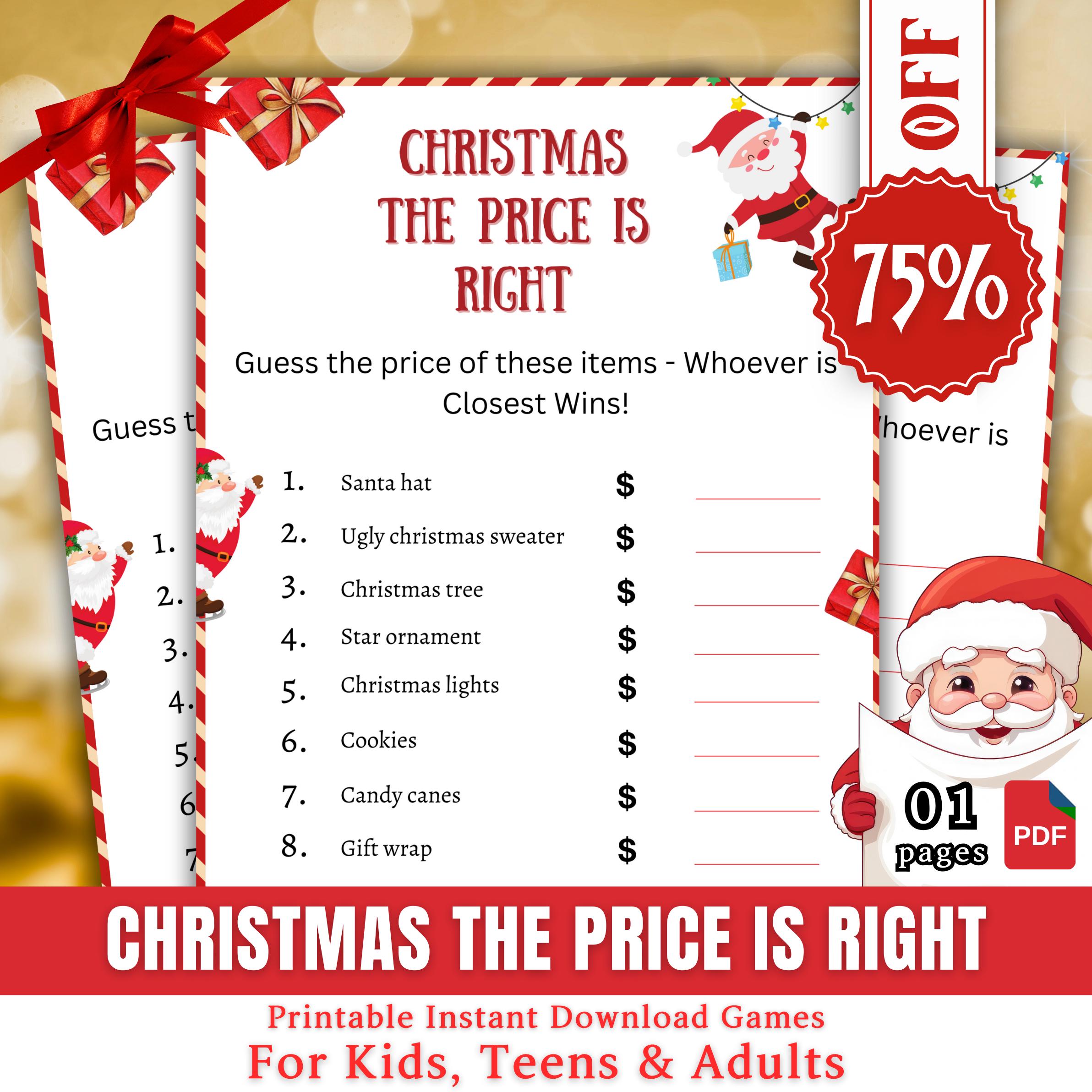 Christmas the Price is Right Game, Christmas Printable Holiday Party ...