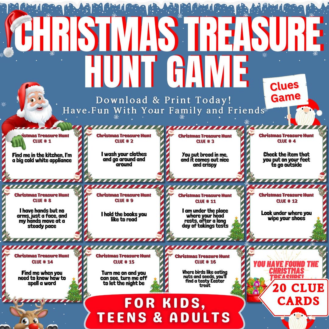 Indoor Christmas Treasure Hunt, Christmas Scavenger Hunt, Christmas ...
