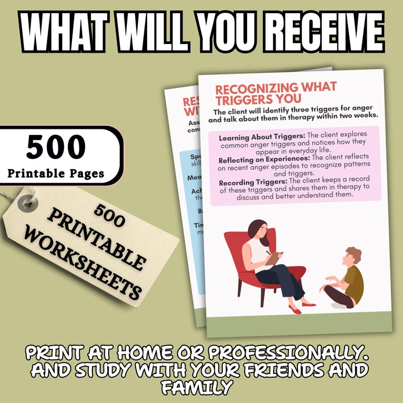 500-page Therapy Worksheets Bundle, CBT Workbook, Mental Health Journal ...