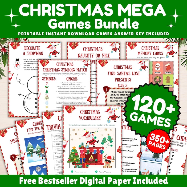 120+ Christmas Games Bundle, Christmas Party Games, School Christmas ...