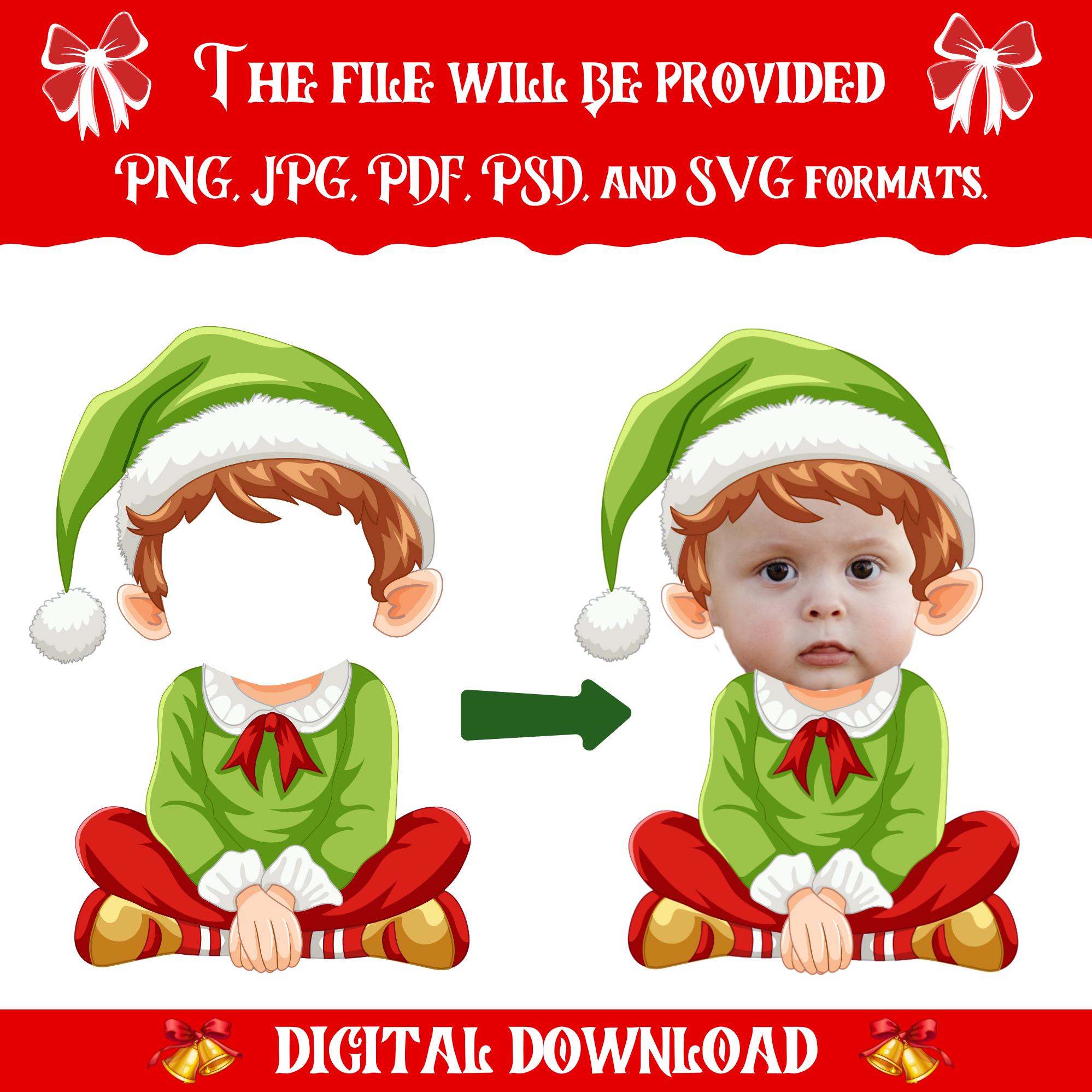 150+ DIY Add Your Own Face Elf Yourself PNG Bundle, Christmas Craft for ...