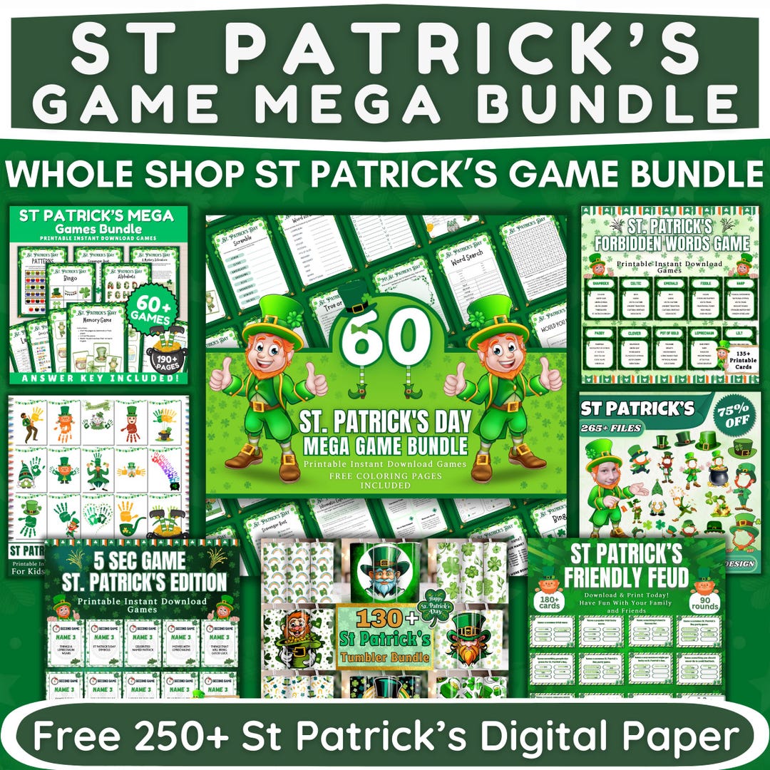 St Patricks Day Mega Bundle, Printable St Patricks Games & Activities ...