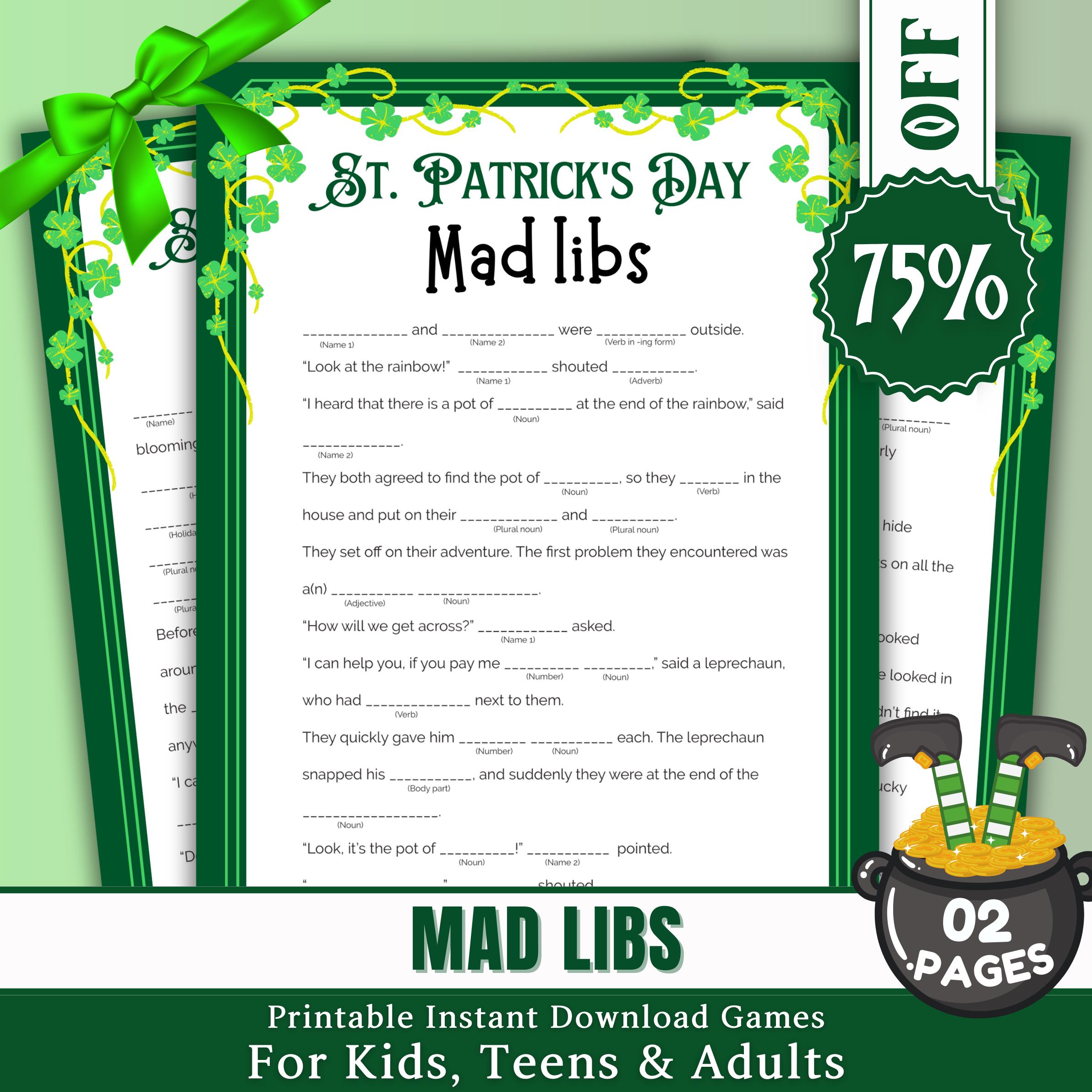 St Patricks Day Mad Libs Printable Free Printable St. Patrick's Day