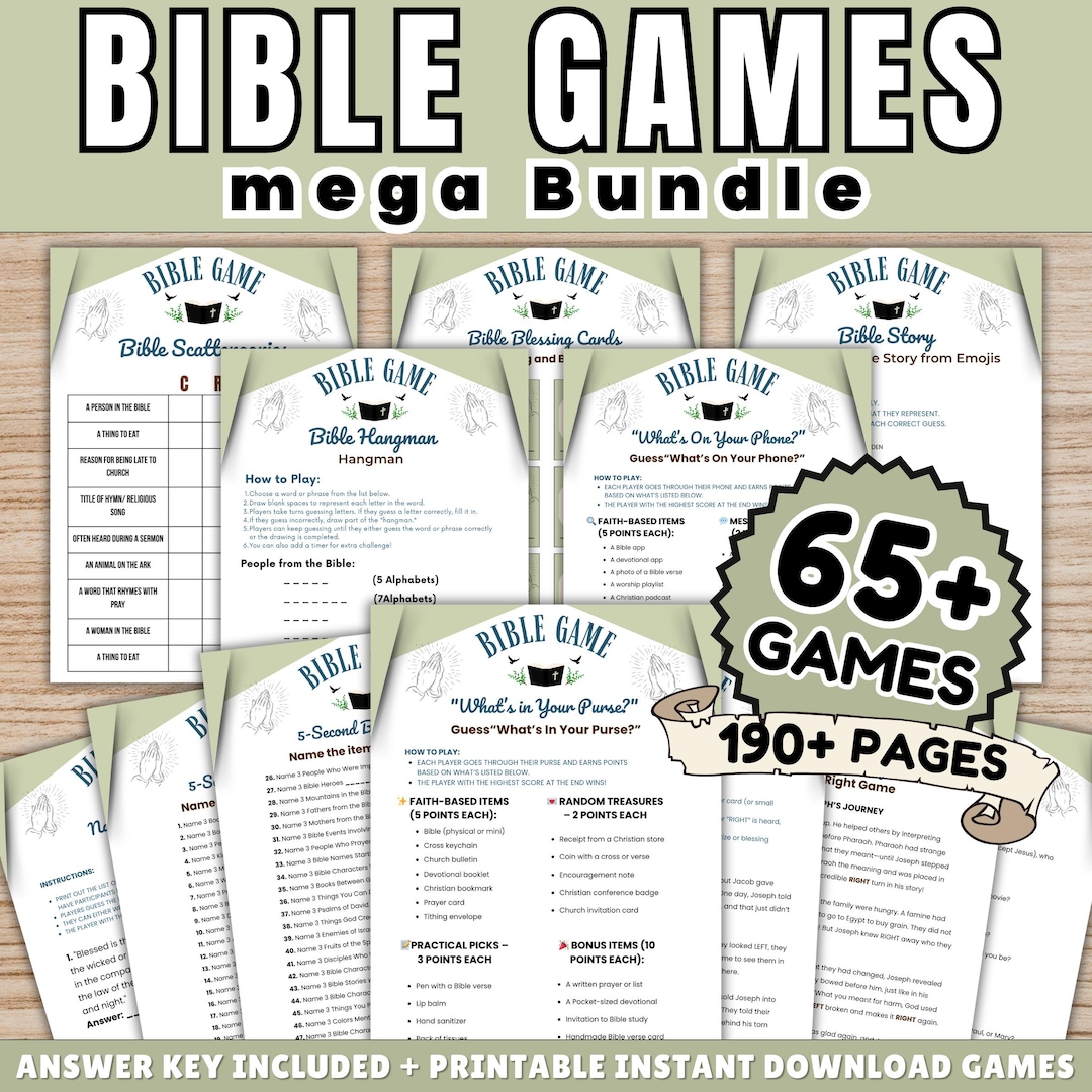 Bible Games Mega Bundle 65+ Printable Christian Games for Kids & Adults ...