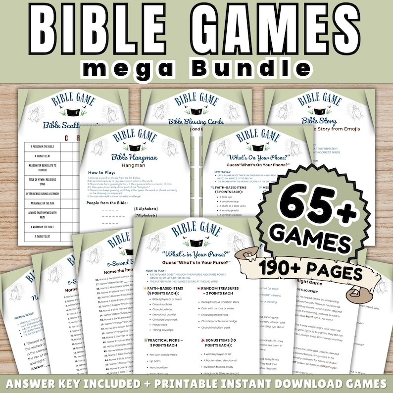 Bible Games Mega Bundle 65+ Printable Christian Games for Kids & Adults ...