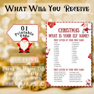 What's Your Elf Name, Christmas Dinner Game, Printable Game for ...