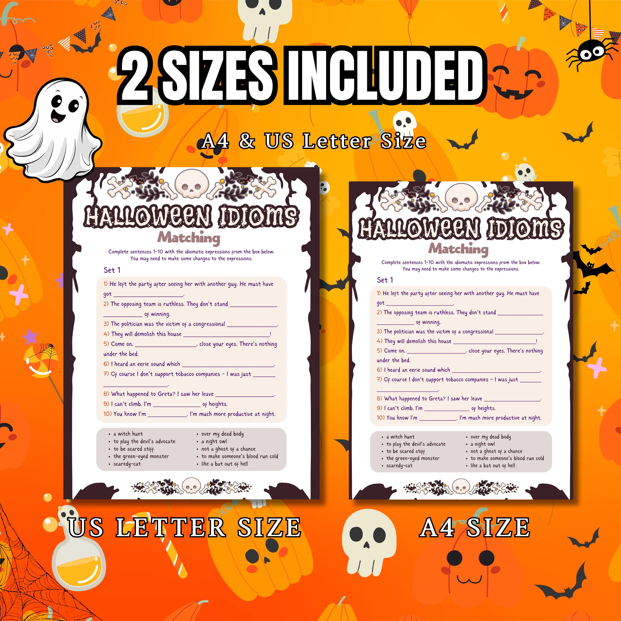 Halloween Idioms Game | Fun Matching | Gap Fill Activities | Printable ...