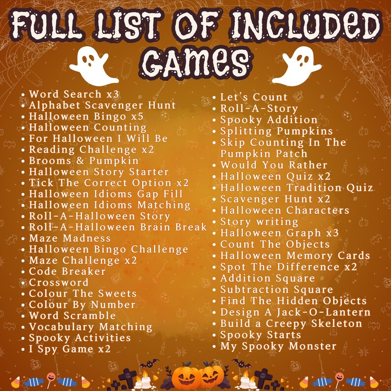 200+ Halloween Games Bundle | Fun Printable Activities for Kids, Teens ...