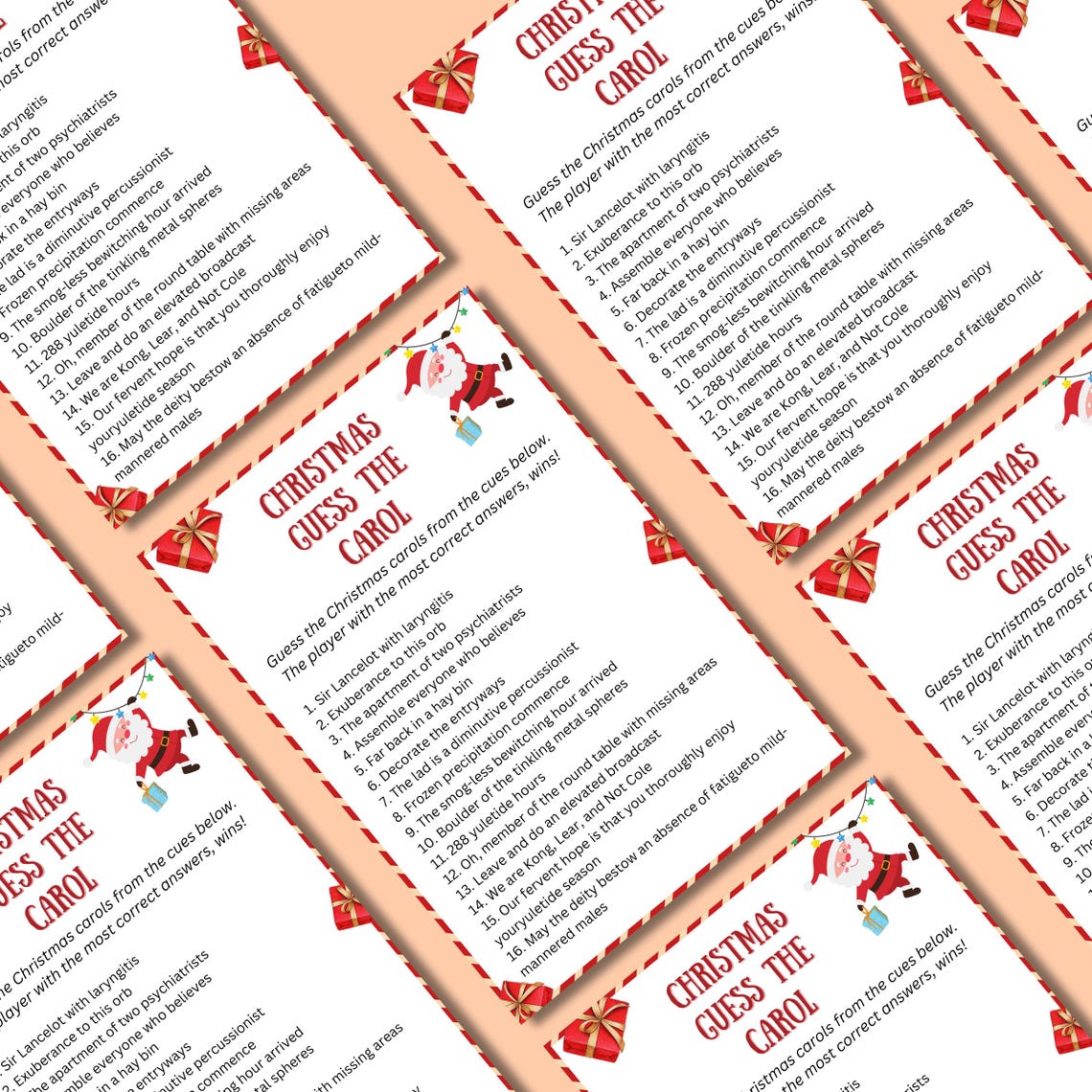 Christmas Guess the Carol Trivia, Christmas Party Printable Game, Kids ...