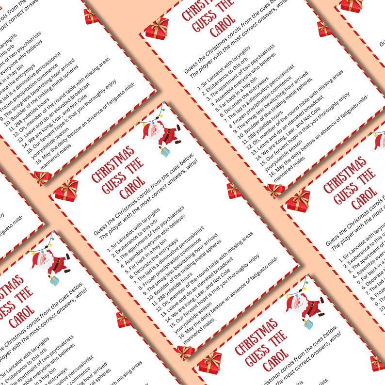 Christmas Guess the Carol Trivia, Christmas Party Printable Game, Kids ...
