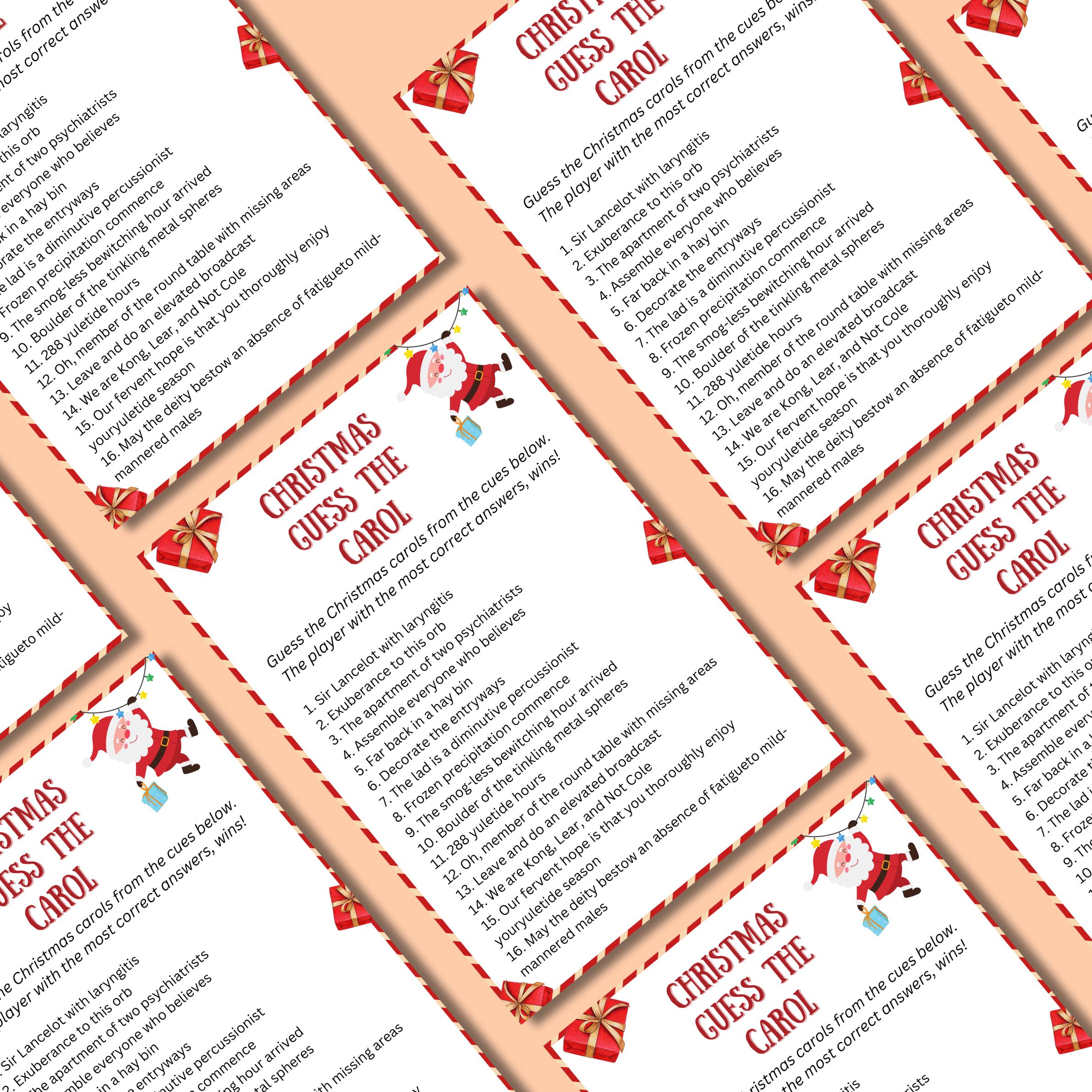 Christmas Guess the Carol Trivia, Christmas Party Printable Game, Kids ...