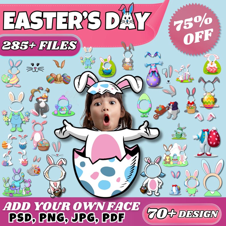 Easter Face Cutout Clipart | Add Your Own Photo | 285+ PNG & PSD Files ...